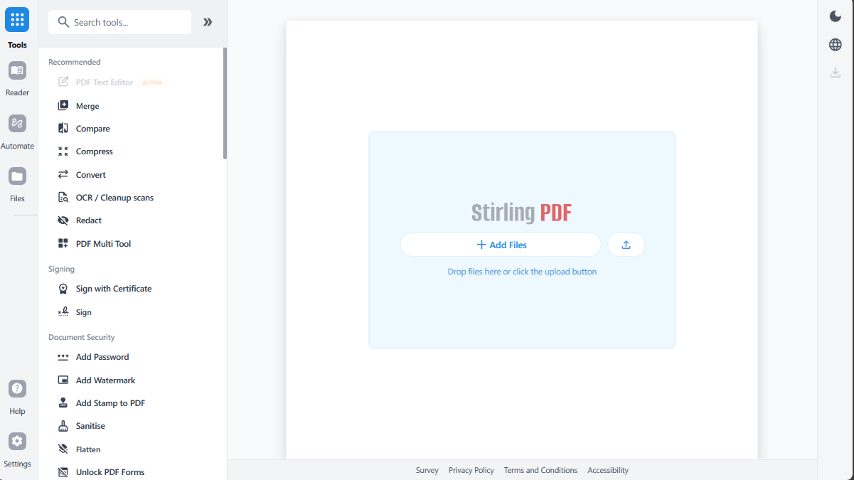 Stirling-PDF - 本地部署的开源PDF处理工具